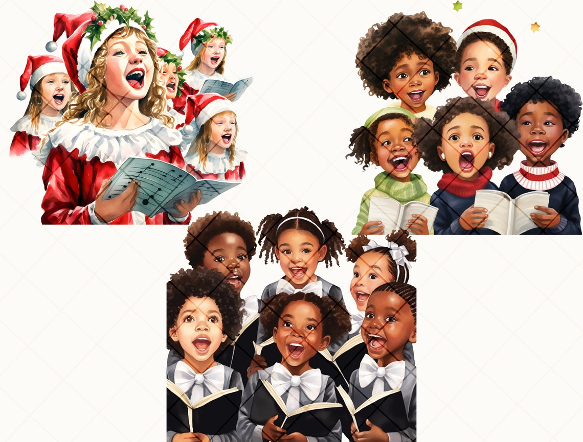 20 Christmas Kids Clipart, Watercolor Children Art, Winter Art, Digital ...