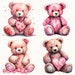 15 Love Bears Clipart, Watercolor Valentines, Teddy Bear Art, Digital ...