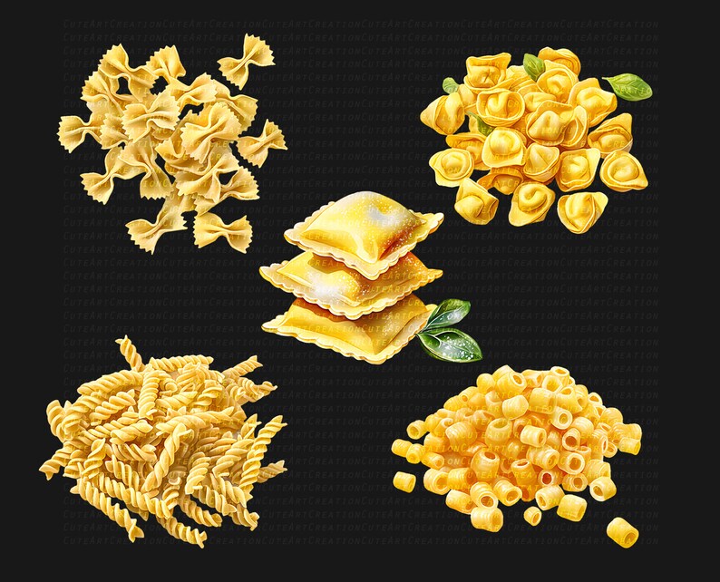 16 Fresh Pasta Clipart Watercolor Pasta Homemade Pasta Art - Etsy
