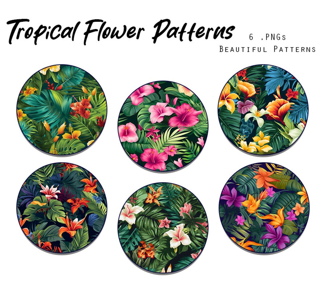 Tropical Flowers Digital Paper, Flowers Seamless Pattern, Floral Prints ...