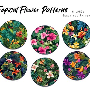 Tropical Flowers Digital Paper, Flowers Seamless Pattern, Floral Prints, Flowers Background ...