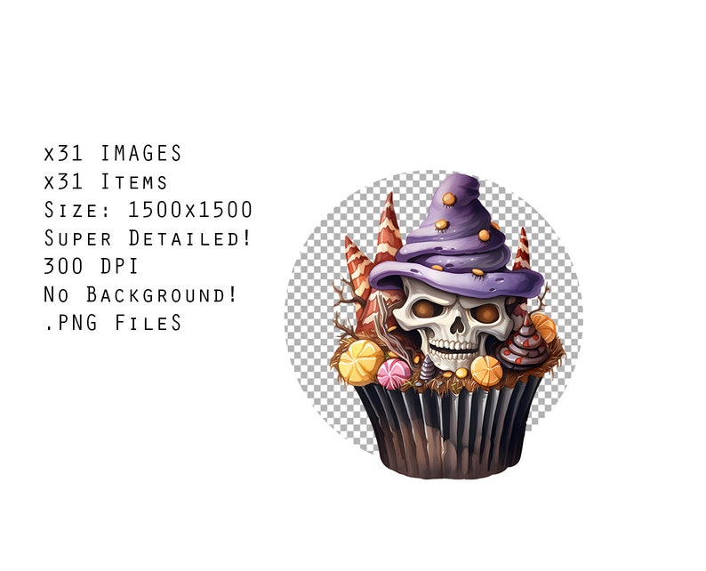 31 Halloween Cupcake Clipart Watercolor Cupcakes Halloween - Etsy