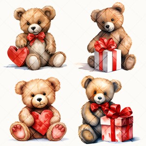 15 Love Bears Clipart, Watercolor Valentines, Teddy Bear Art, Digital ...