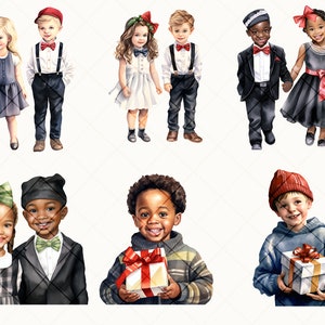 20 Christmas Kids Clipart, Watercolor Children Art, Winter Art, Digital ...