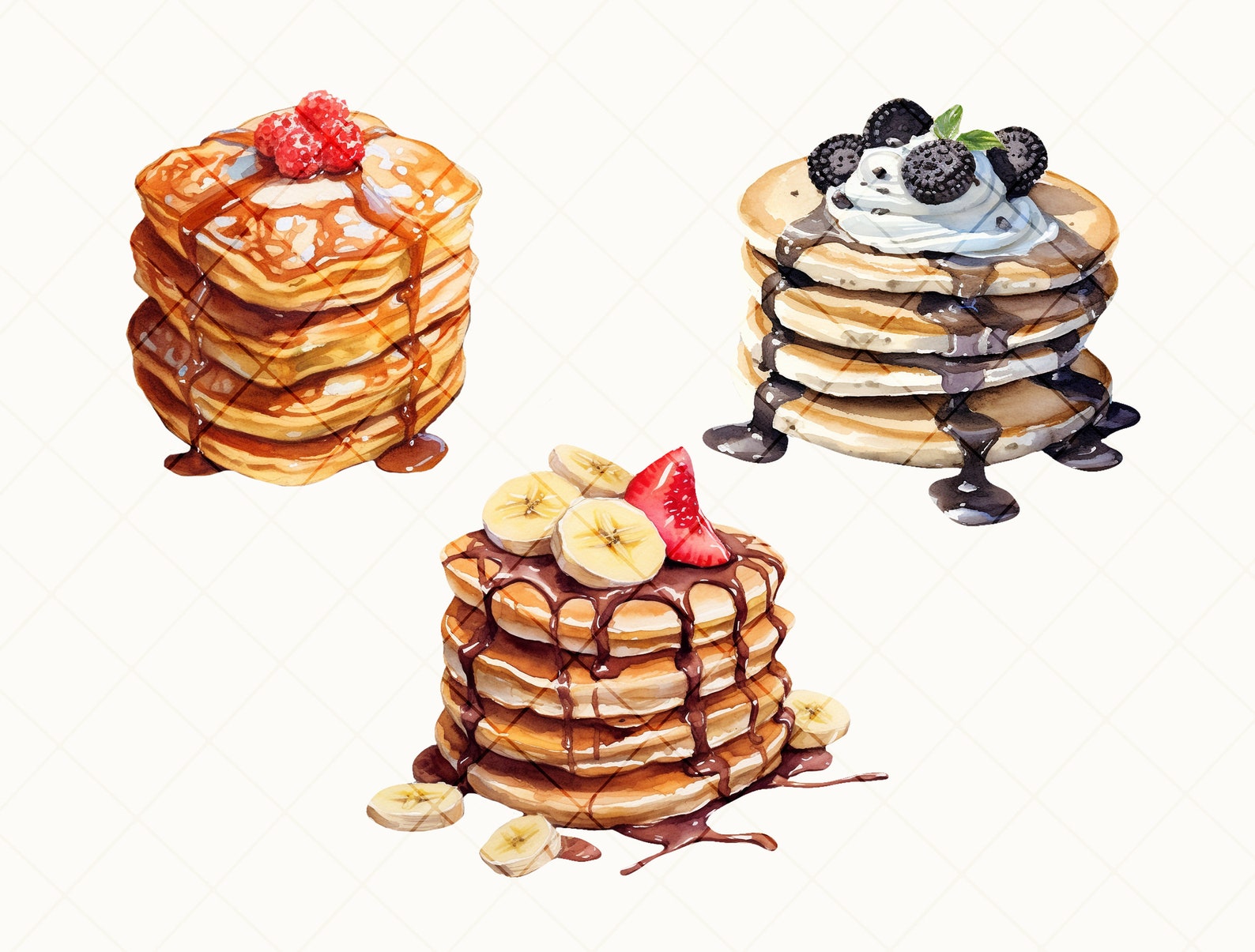 8 Pancakes Clipart, Watercolor Pancakes, Pancake Art, Pancake Boards ...