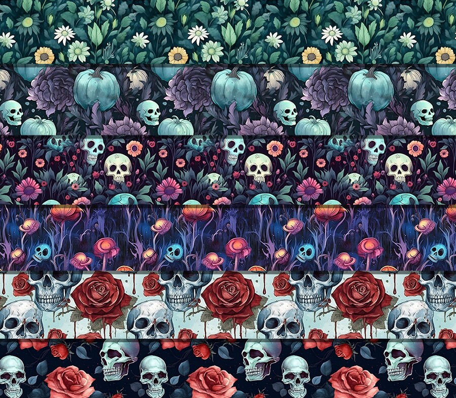 Horror Flowers Digital Paper, Flowers Seamless Pattern, Halloween ...