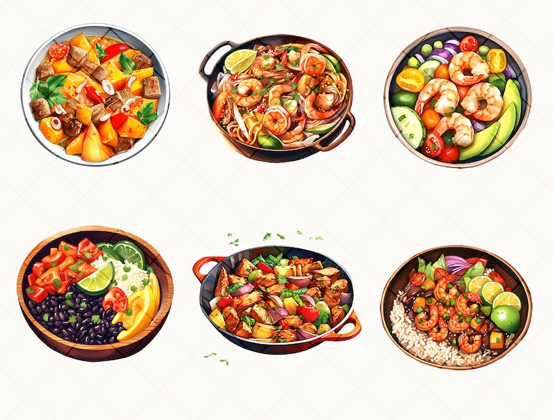 30 Tropical Food Clipart, Watercolor Tropical Food, Food Art, Digital ...