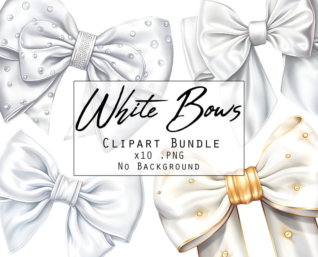 10 White Bow Clipart Watercolor White Bows Bows Art Digital - Etsy