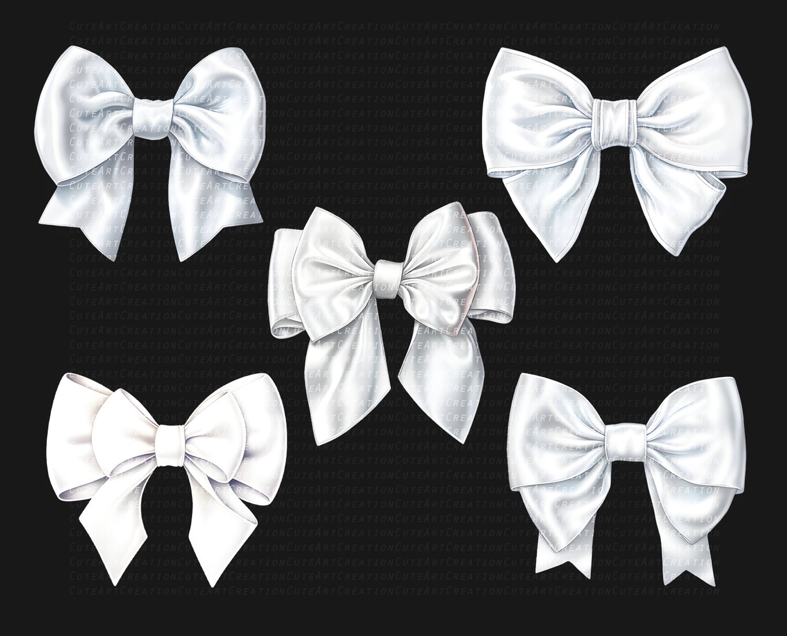 10 White Bow Clipart, Watercolor White Bows, Bows Art, Digital Art ...