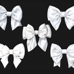 10 White Bow Clipart, Watercolor White Bows, Bows Art, Digital Art ...