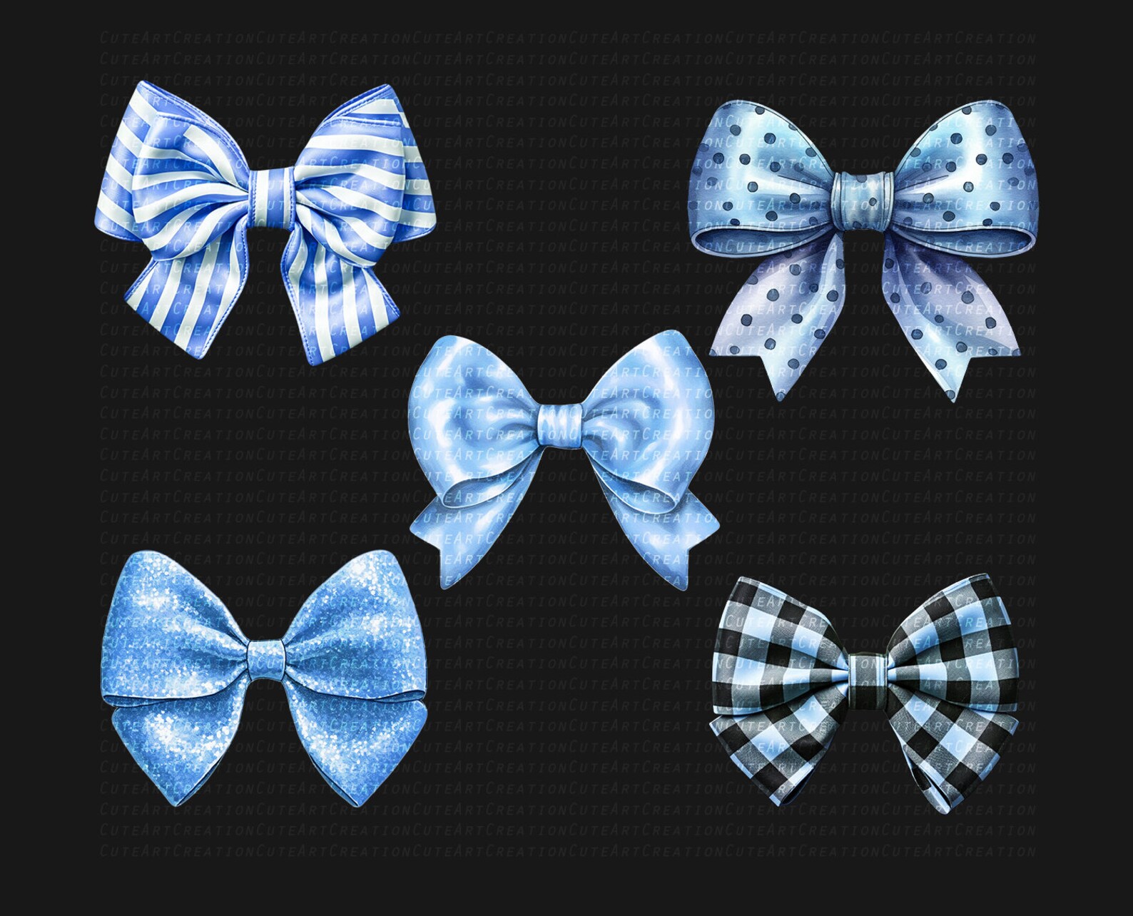 10 Blue Bow Clipart, Watercolor Bows, Blue Bow Art, Digital Art ...