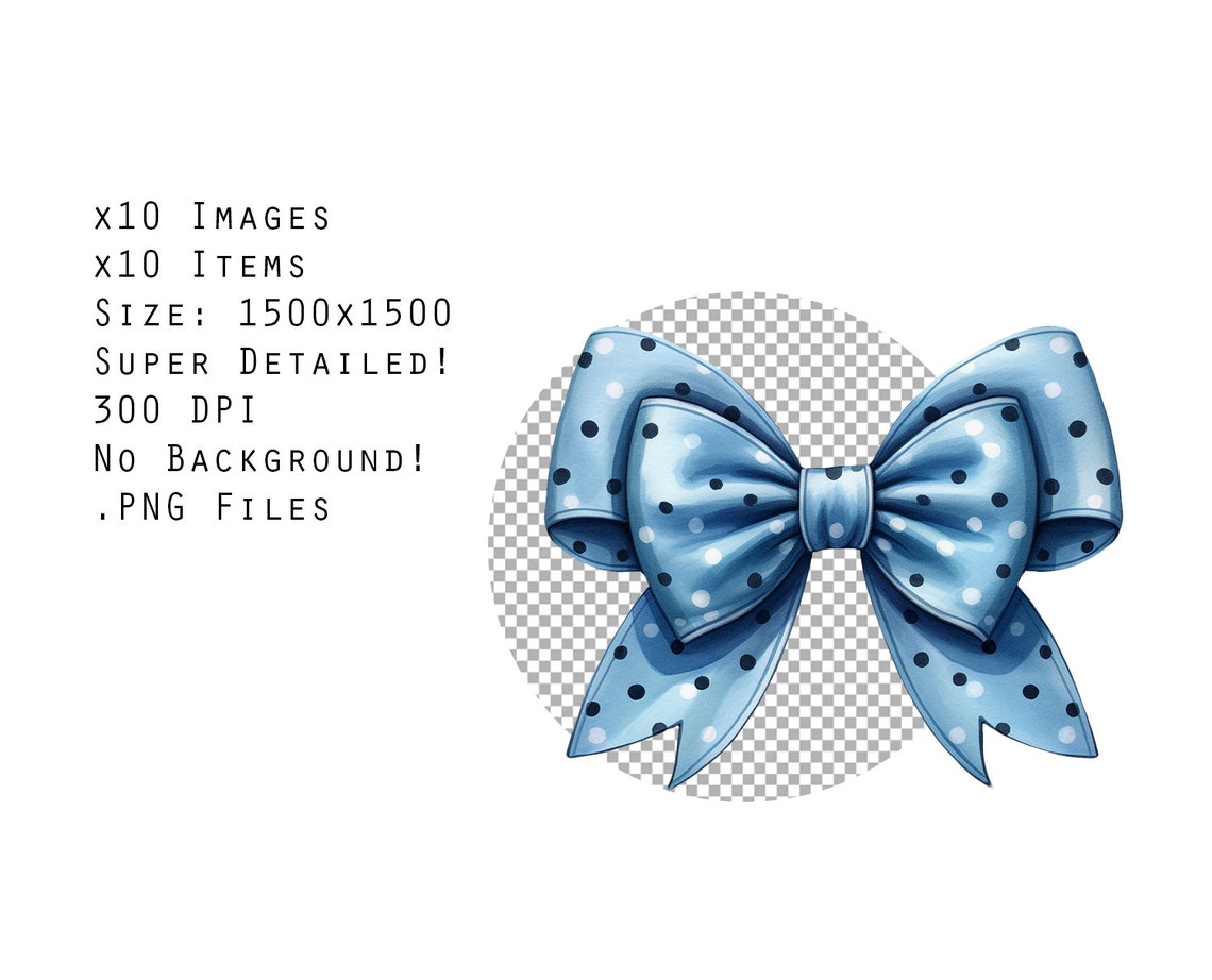 10 Blue Bow Clipart, Watercolor Bows, Blue Bow Art, Digital Art ...