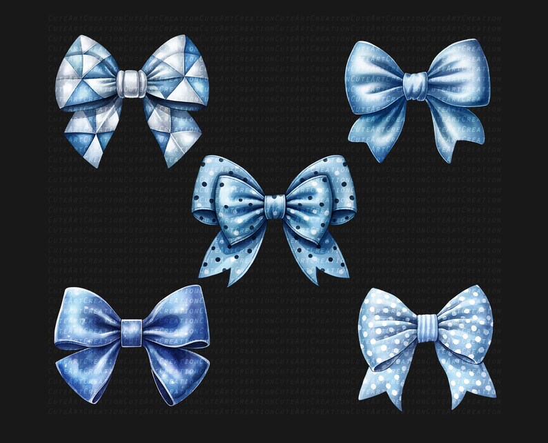 10 Blue Bow Clipart, Watercolor Bows, Blue Bow Art, Digital Art ...