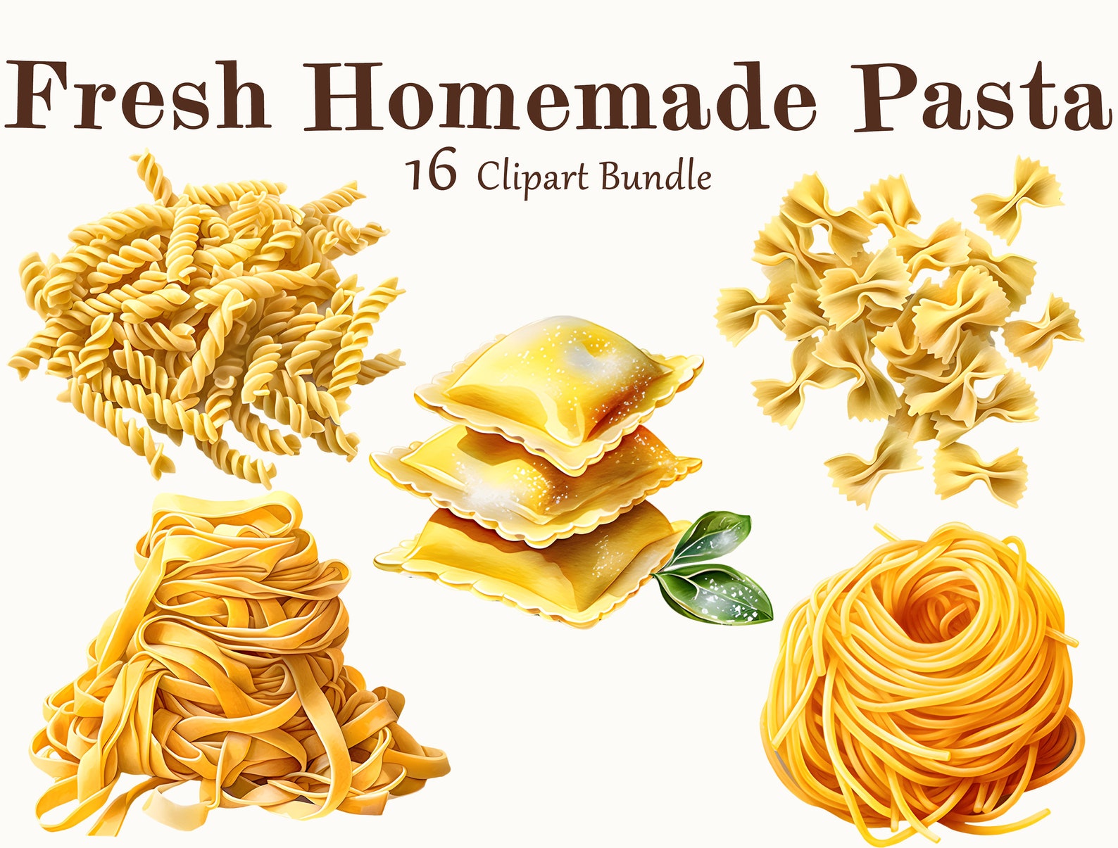 16 Fresh Pasta Clipart Watercolor Pasta Homemade Pasta Art - Etsy