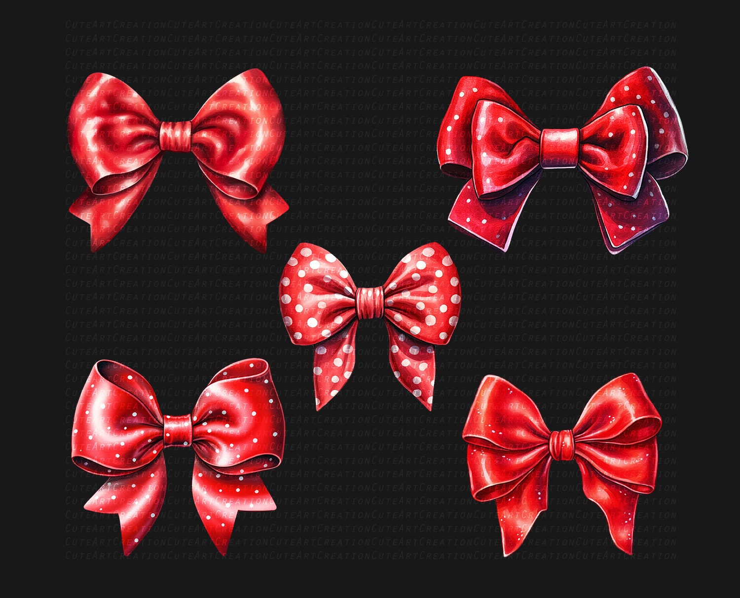 10 Red Bow Clipart, Watercolor Bows, High Quality Red Bow Art, Digital ...