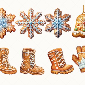 30 Christmas Gingerbread Cookies Clipart, Watercolor Art, Winter ...