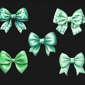 10 Green Bow Clipart, Watercolor Bows, High Quality Green Bow Art ...