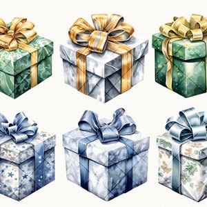 24 Christmas Presents Clipart, Watercolor Gift Art, Winter Art, Gifts ...