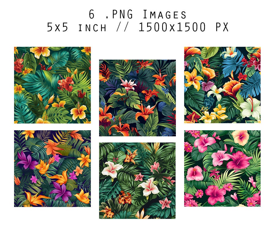 Tropical Flowers Digital Paper, Flowers Seamless Pattern, Floral Prints ...