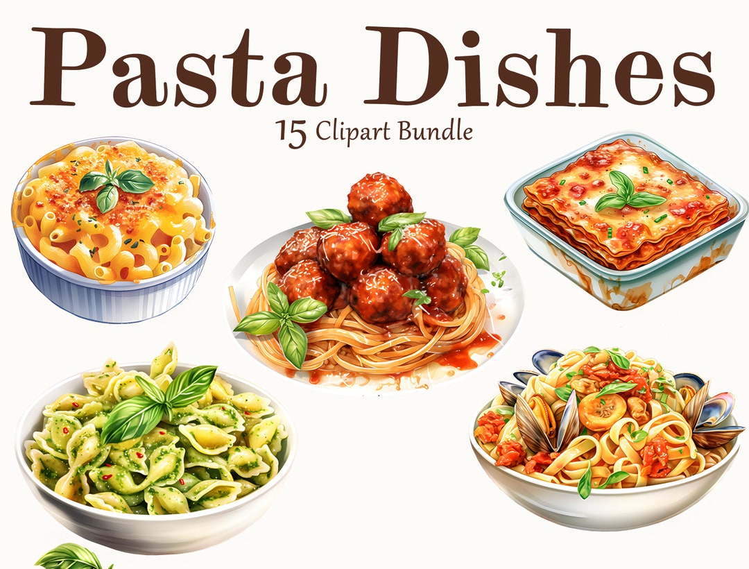 15 Pasta Dishes Clipart Watercolor Pasta Pasta Art Italian - Etsy