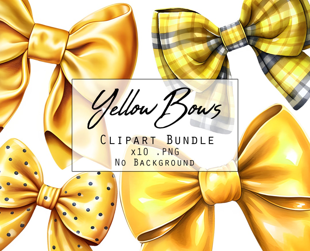 10 Yellow Bow Clipart Watercolor Bows High Quality Yellow - Etsy