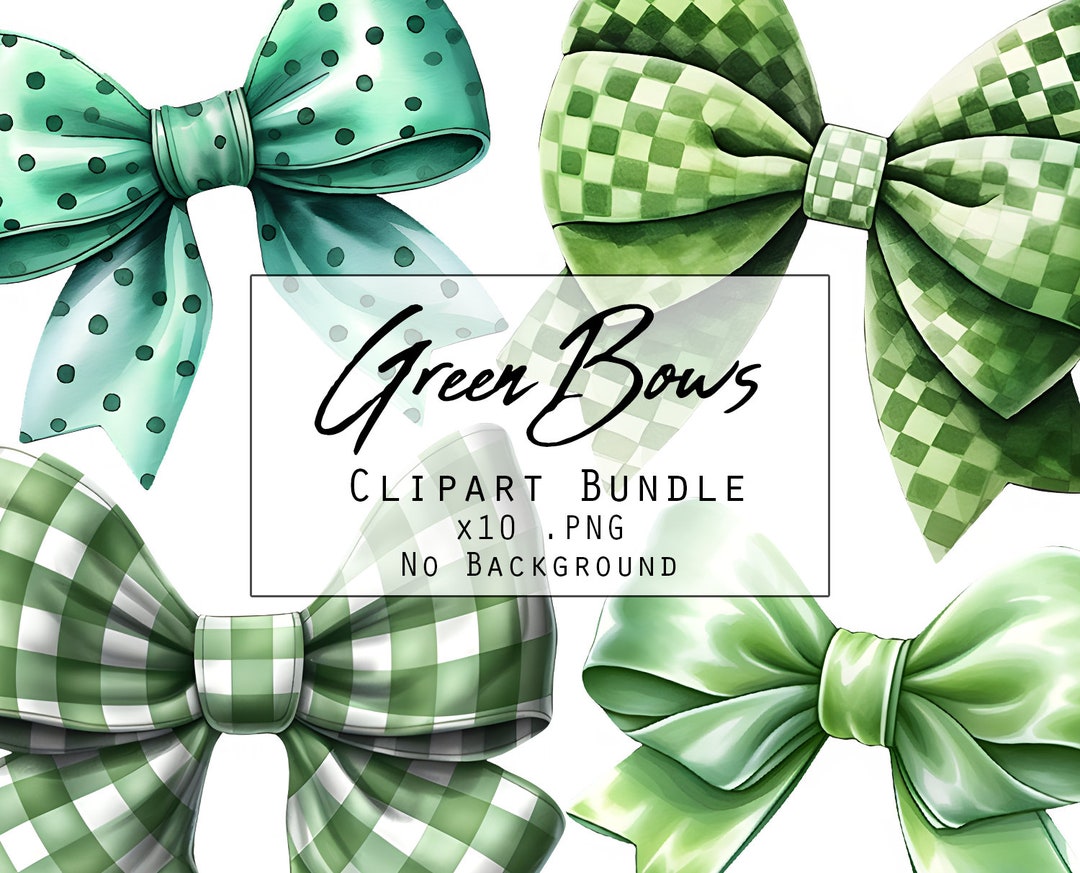 10 Green Bow Clipart Watercolor Bows High Quality Green Bow - Etsy