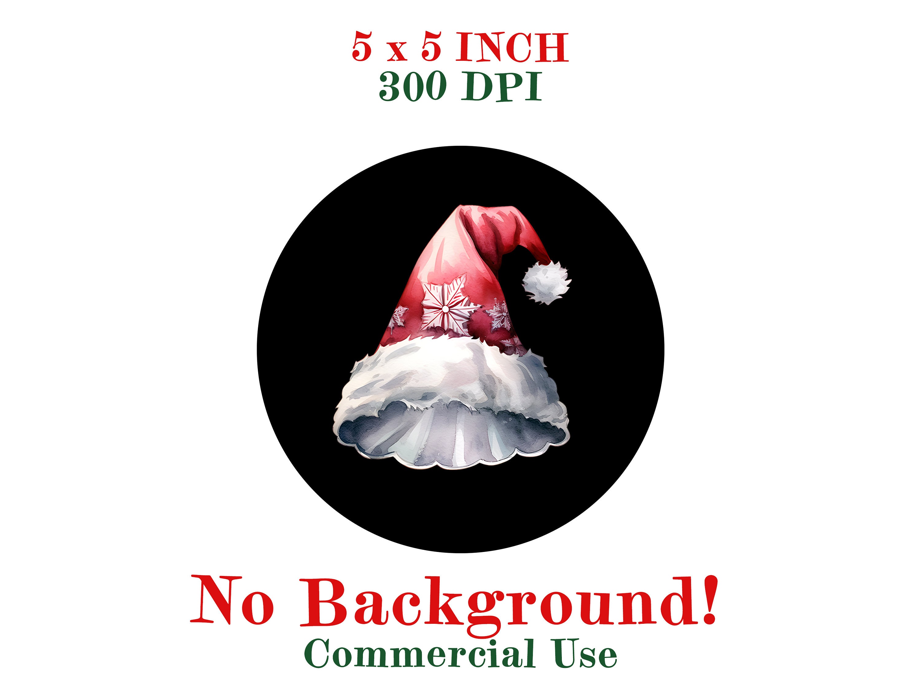 14 Christmas Santas Hats Clipart, Watercolor Hats, Quality Patterns ...