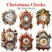 14 Christmas Clocks Clipart, Watercolor Clocks Art, Winter Gift Art ...