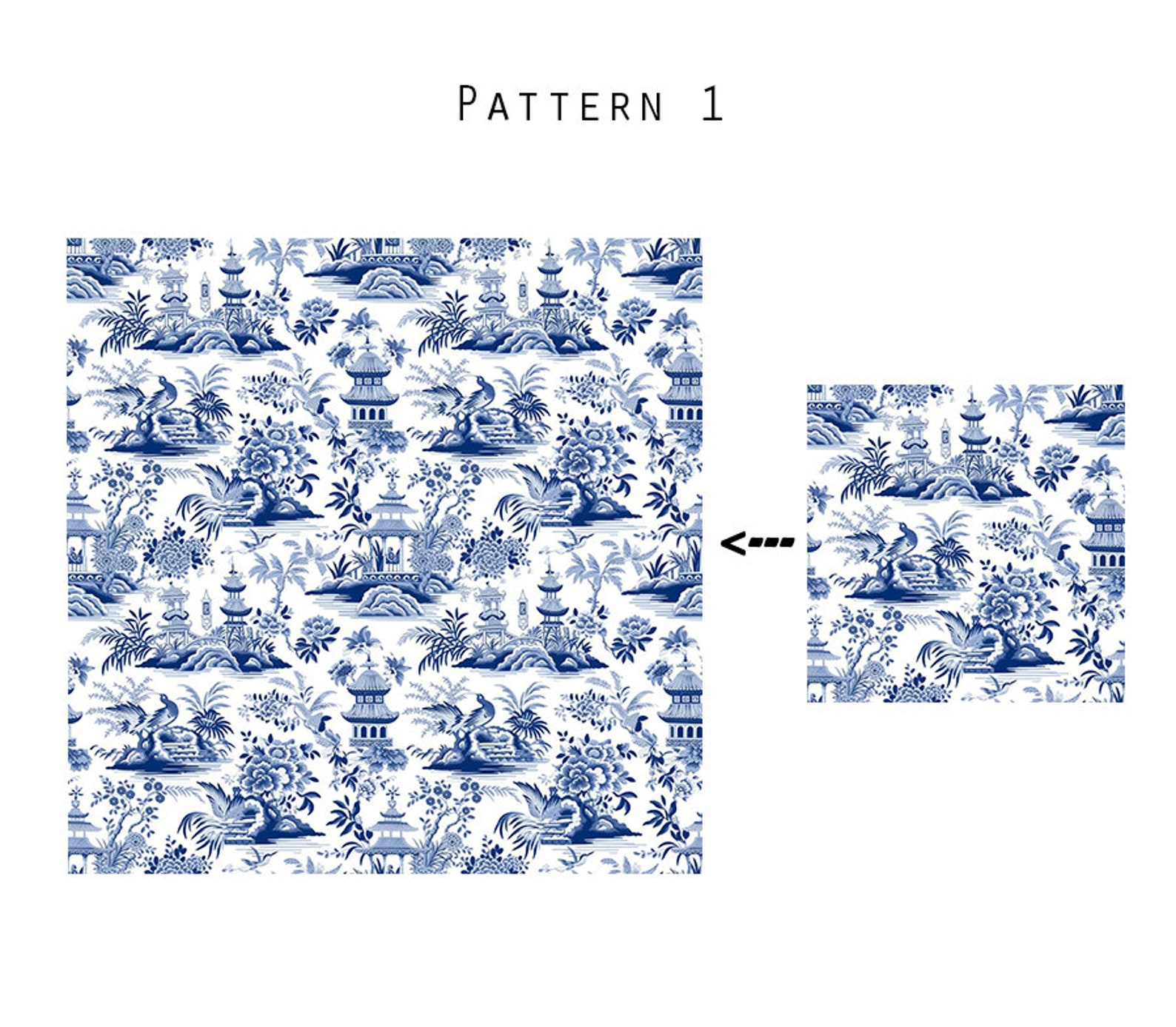 Chinoiserie Digital Paper, Chinoiserie Seamless Pattern, White Blue ...