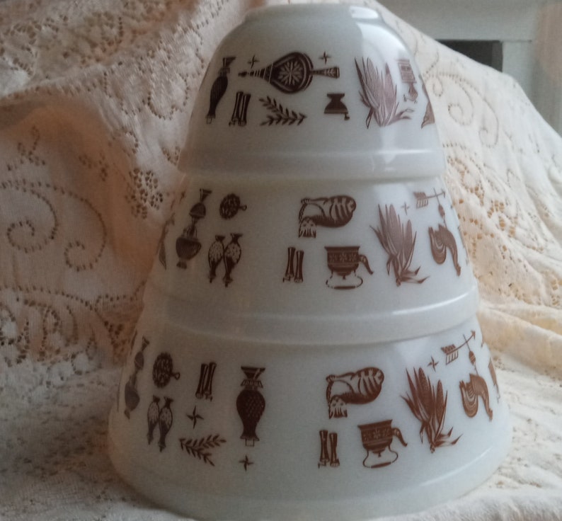 Vintage Pyrex early American Pattern Nesting Bowls - Etsy