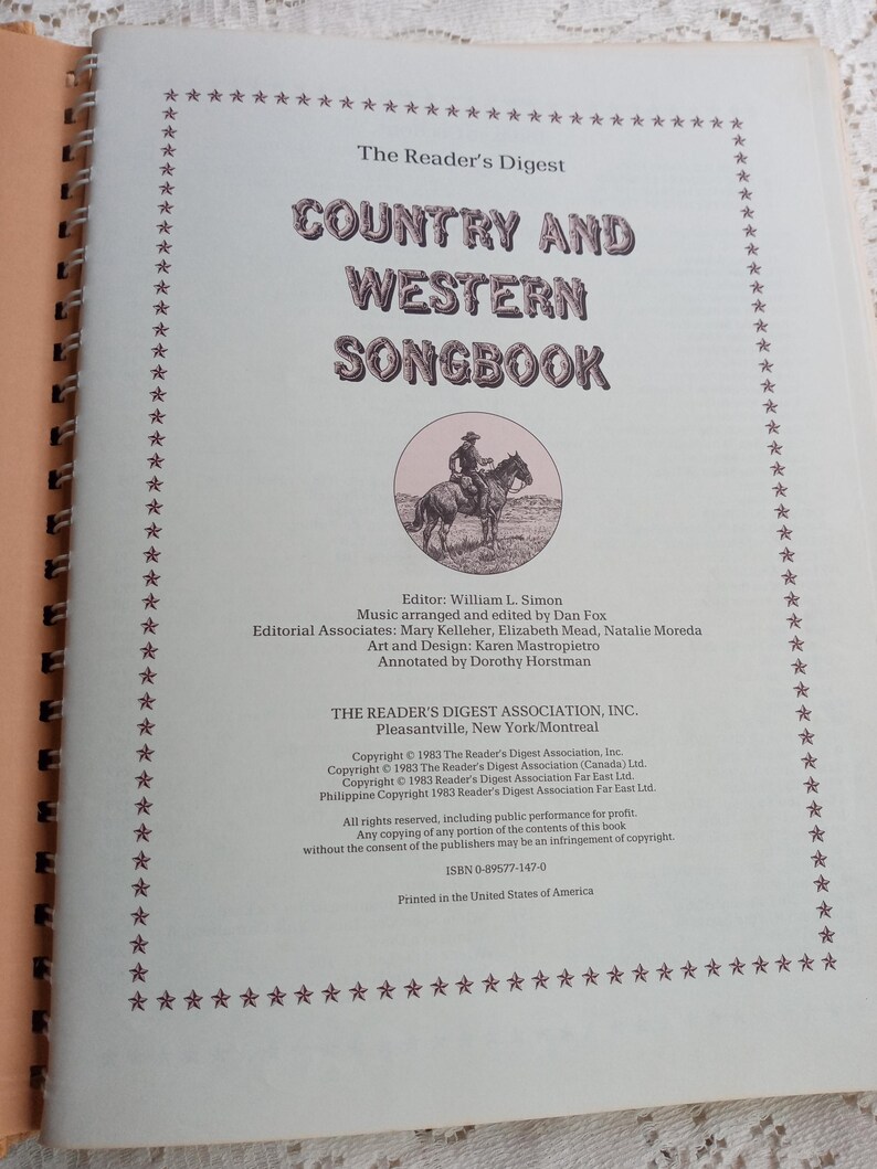 1983 Country and Western Songbook Reader's Digest - Etsy