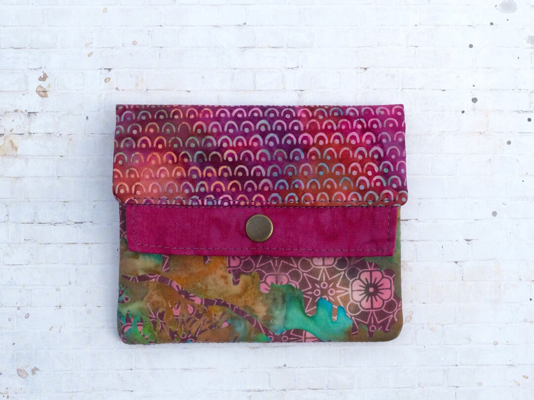 Pink Floral Batik Minimalist Wallet, Batik Fabric Wallet, Slim Wallet ...