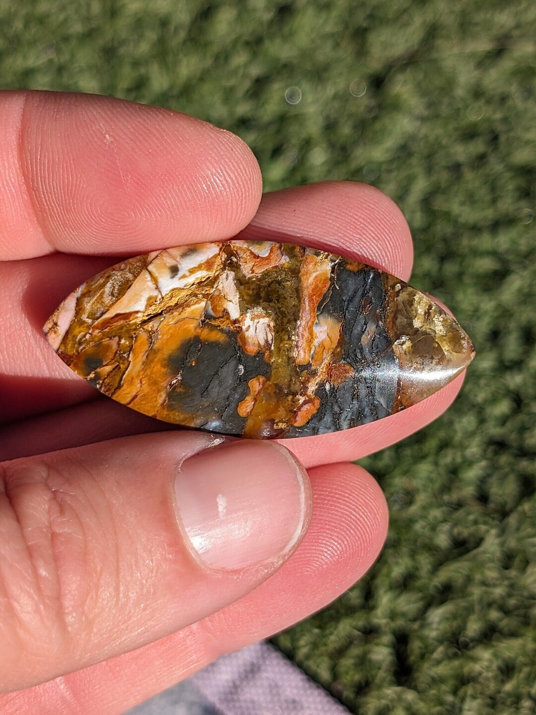 Scenic Painted Jasper Cabochon, Eye Shape, Indonesian Polychrome Jasper ...