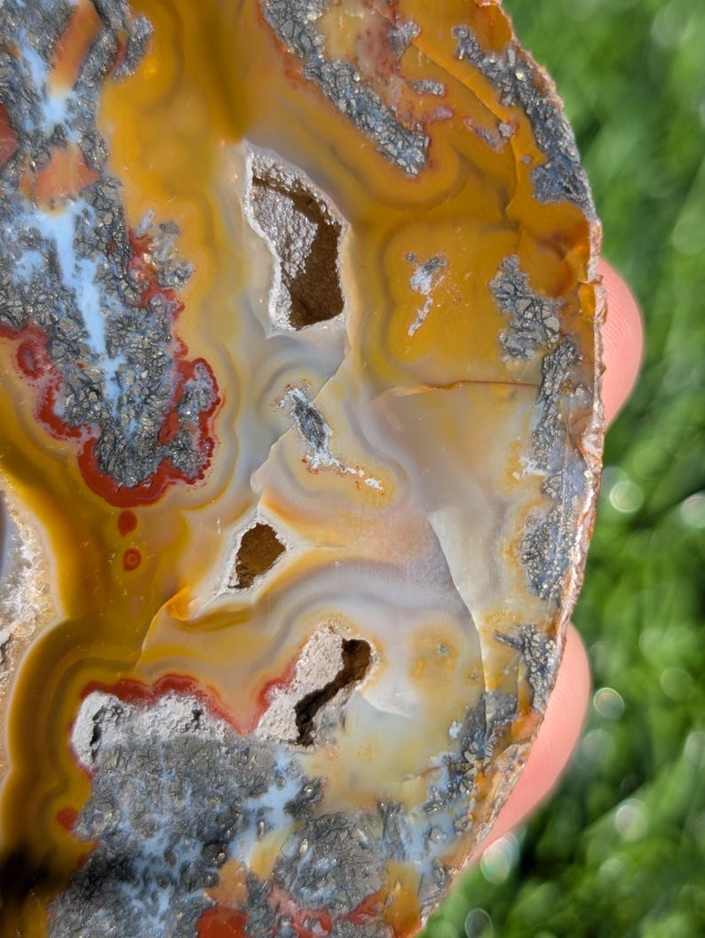 Orange and Red Marcasite With Agate Slab, Full Cross Section. All ...