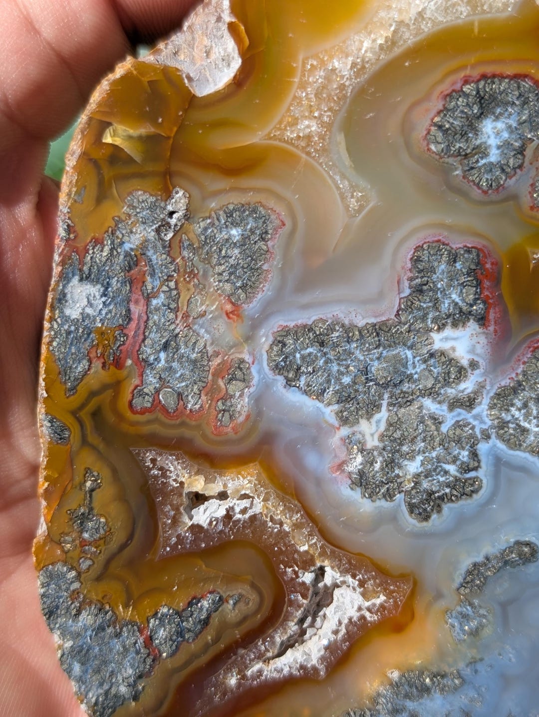 Orange and Red Marcasite Slab, Full Cross Section. All Natural Edges ...