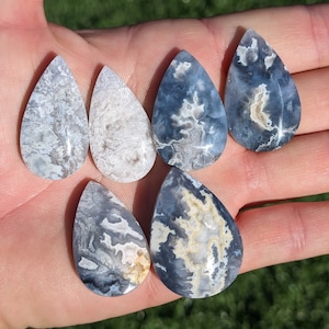 Lot of 10 Plume Agate Cabochon, Indonesia Black and White Plume Agate ...