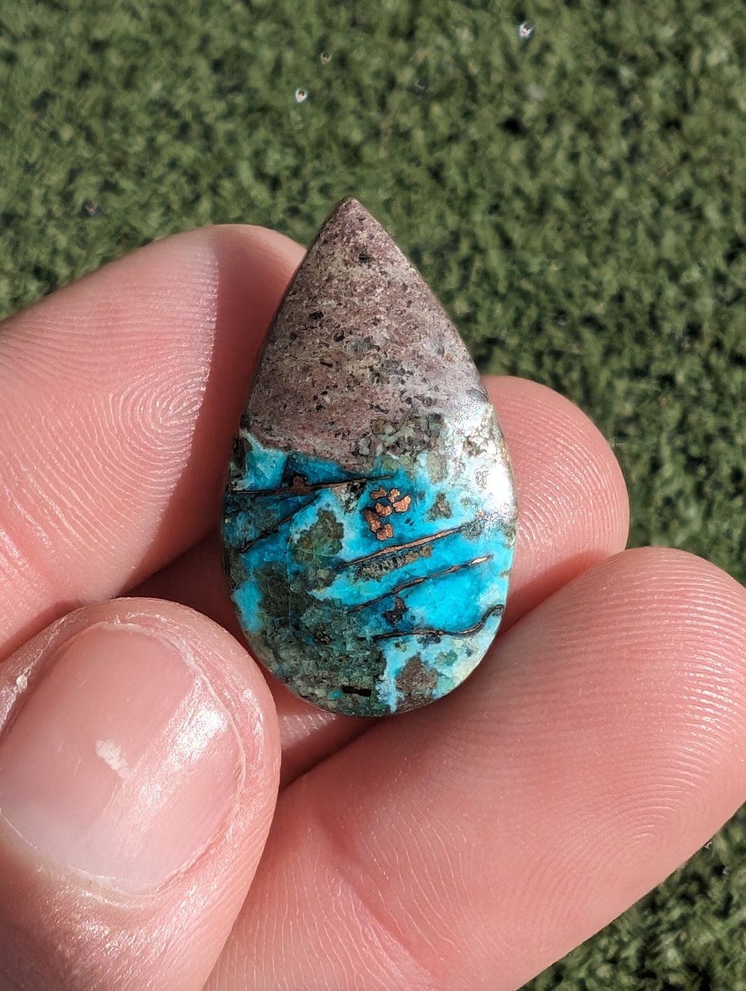 Native Copper in Chrysochola NCC 6.1 Aka Natural Copper Cabochon With ...