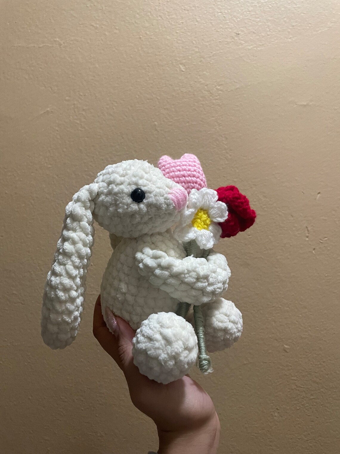 Crochet Bunny With Flowers Crochet Plushie Crochet Amigurumi Plushie ...