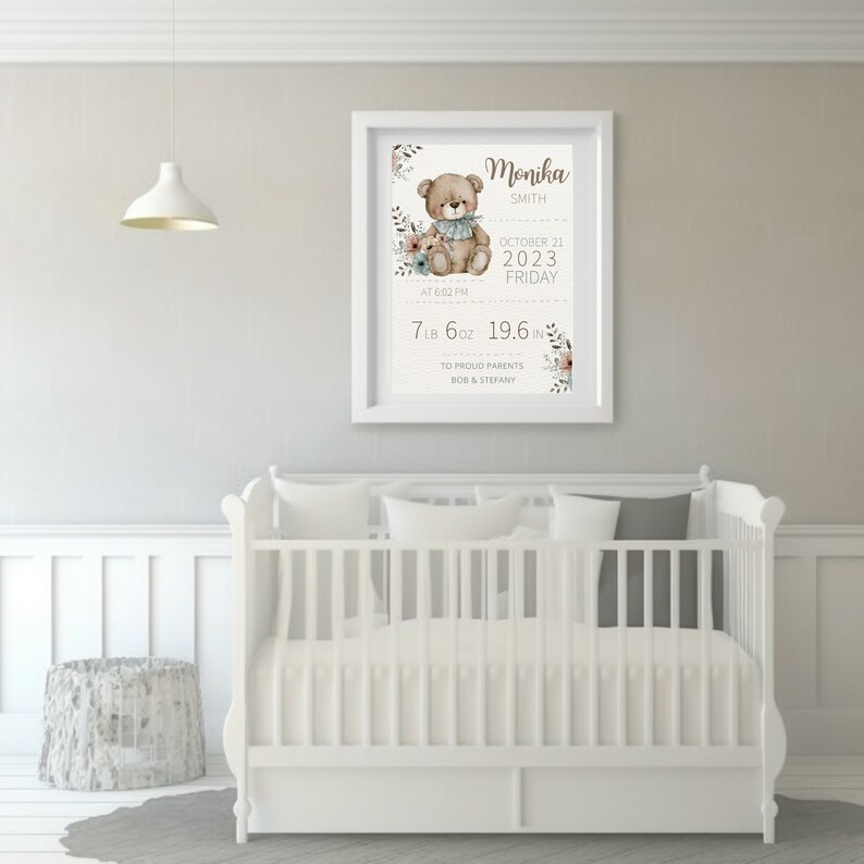 Baby Announcement Sign, Information Sign, Editable Newborn Stat Board ...