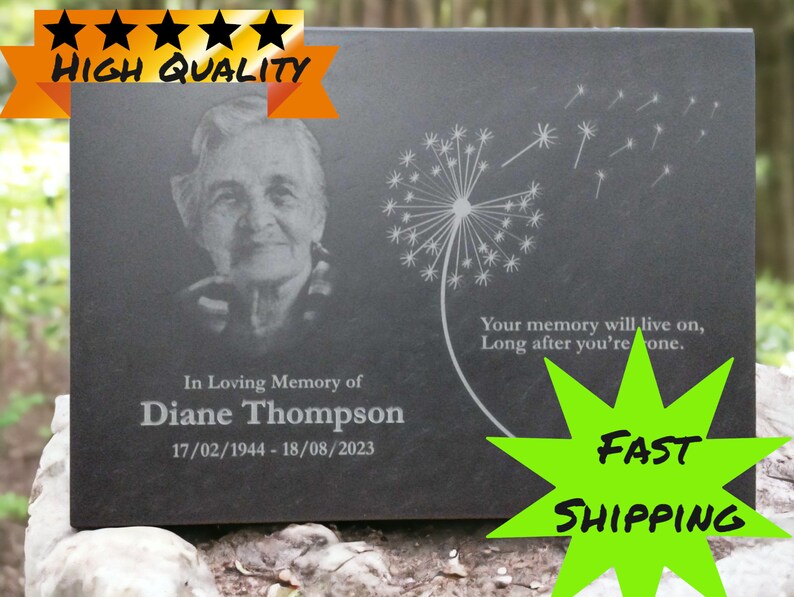 Personalized Custom Memorial Slate With Photo 'in Loving Memory' Grave ...