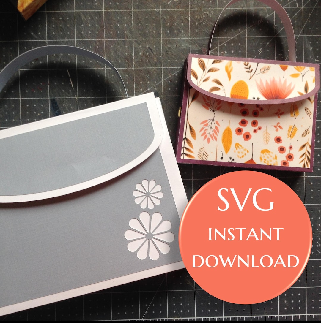 SVG Paper Purse, Paper Bag SVG, Gift Box Template, DIY Favor Bag ...