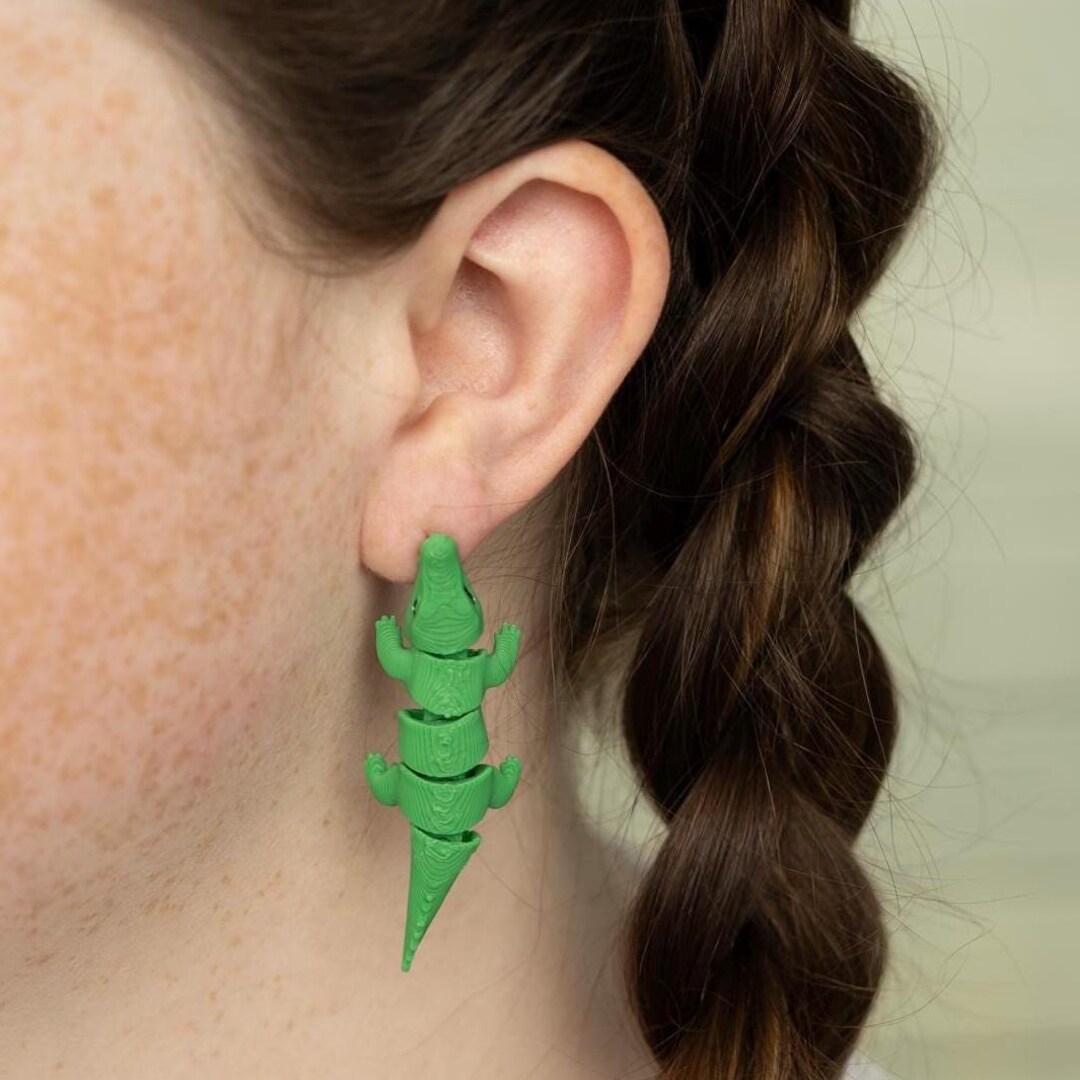 Alligator Earrings | 3D Printed Jewelry - Etsy