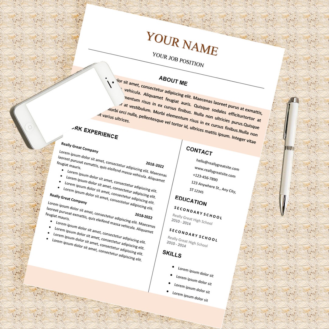 Pink Color Professional Mens Resume Template Word, Resume Template Men ...