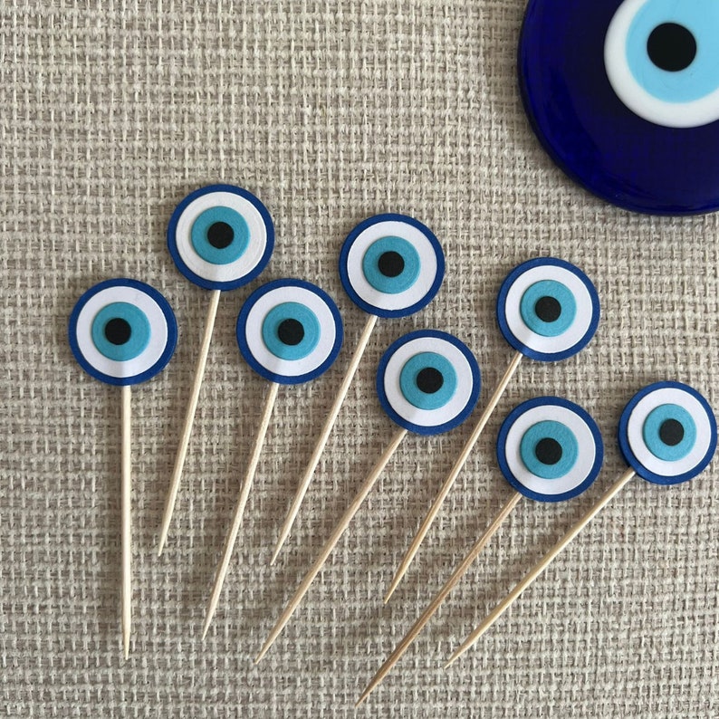 Evil Eye Cupcake Toppers Evil Eye Party Mediterranean Party Greek Party ...