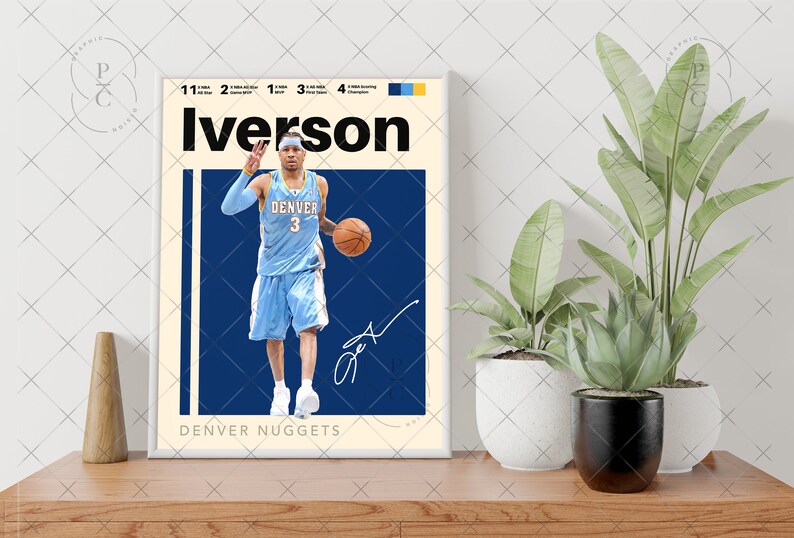 Allen Iverson Poster, Basketball Print, Sports, Wall Décor, NBA Poster ...