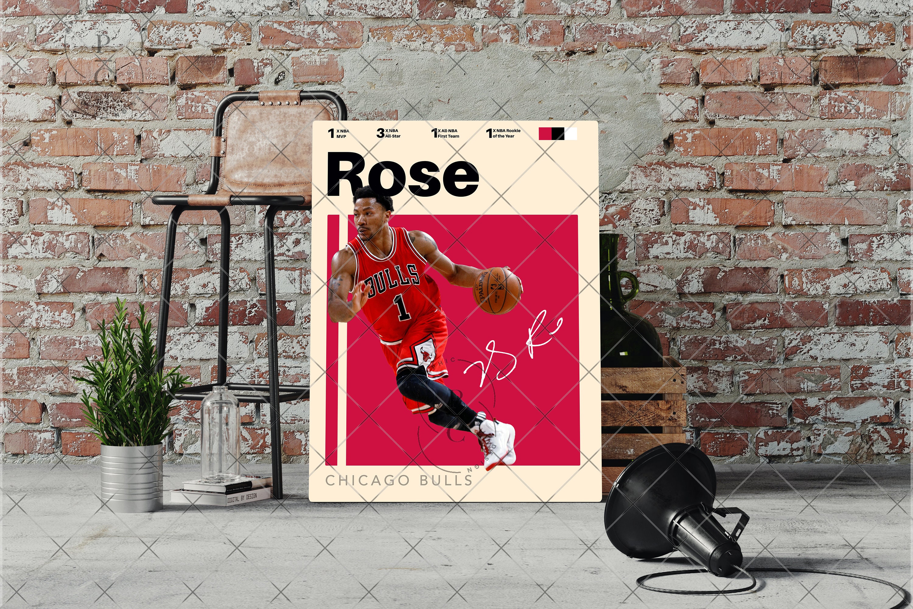 Derrick Rose Poster, Basketball Print, Sports, Wall Décor, NBA Poster ...