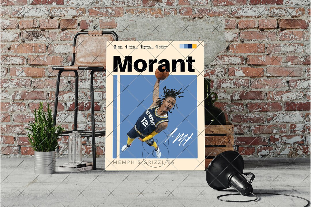 Ja Morant Poster, Basketball Print, Sports, Wall Décor, NBA Poster ...