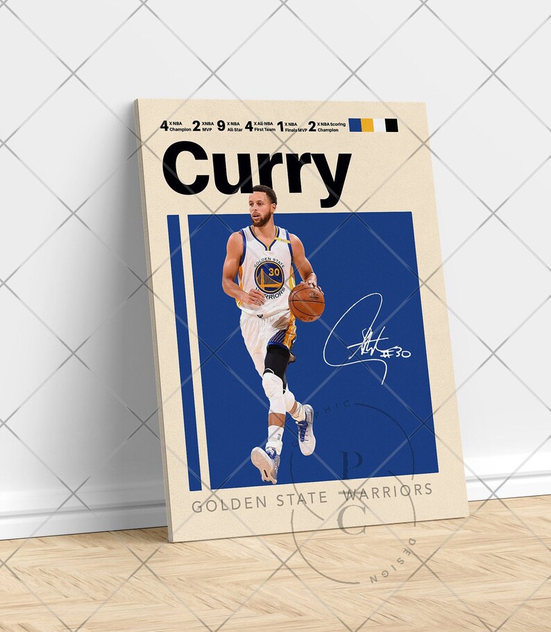Steph Curry Poster, Basketball Print, Sports, Wall Décor, NBA Poster ...