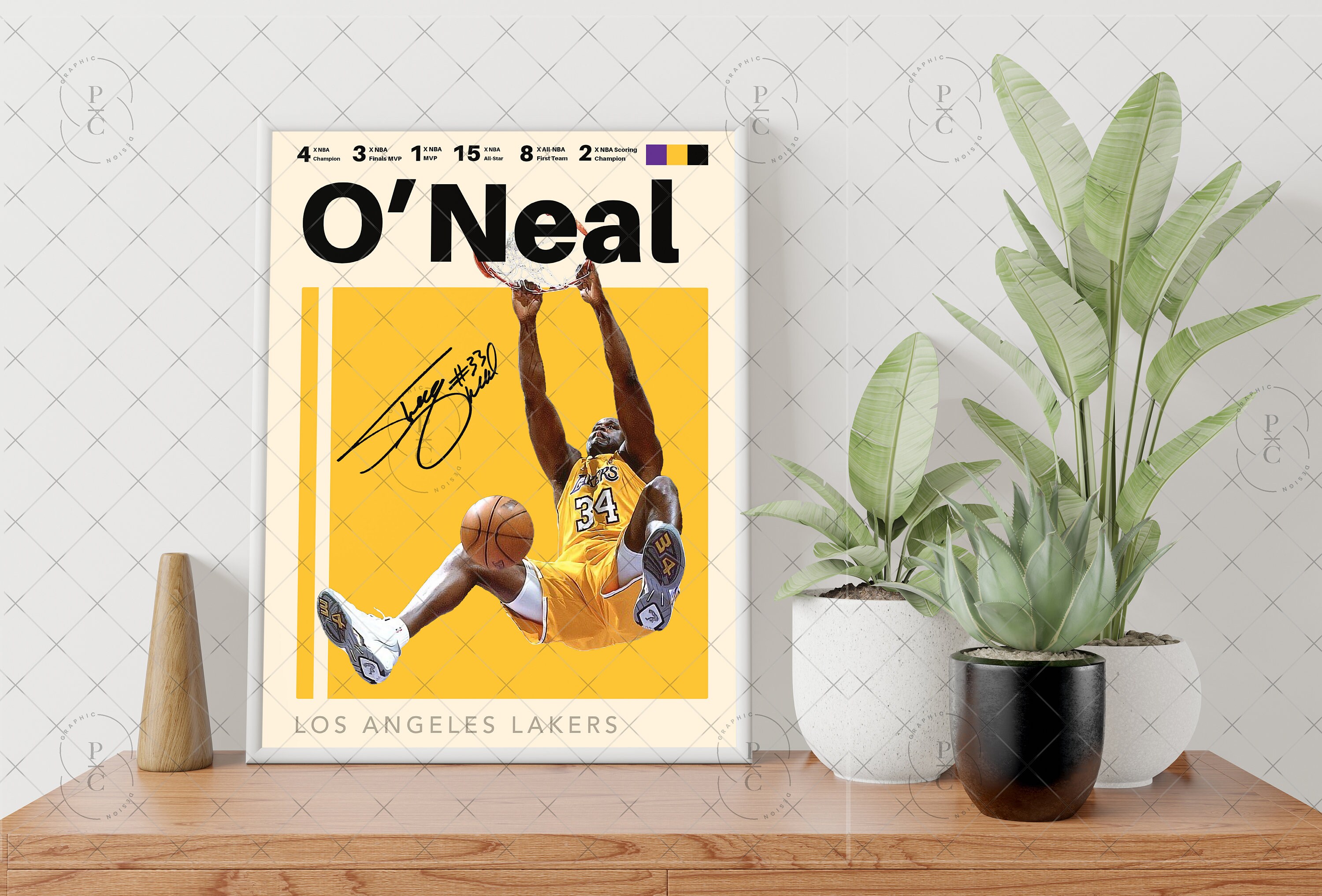 Shaquille O'neal Poster, Basketball Print, Sports, Wall Décor, NBA ...