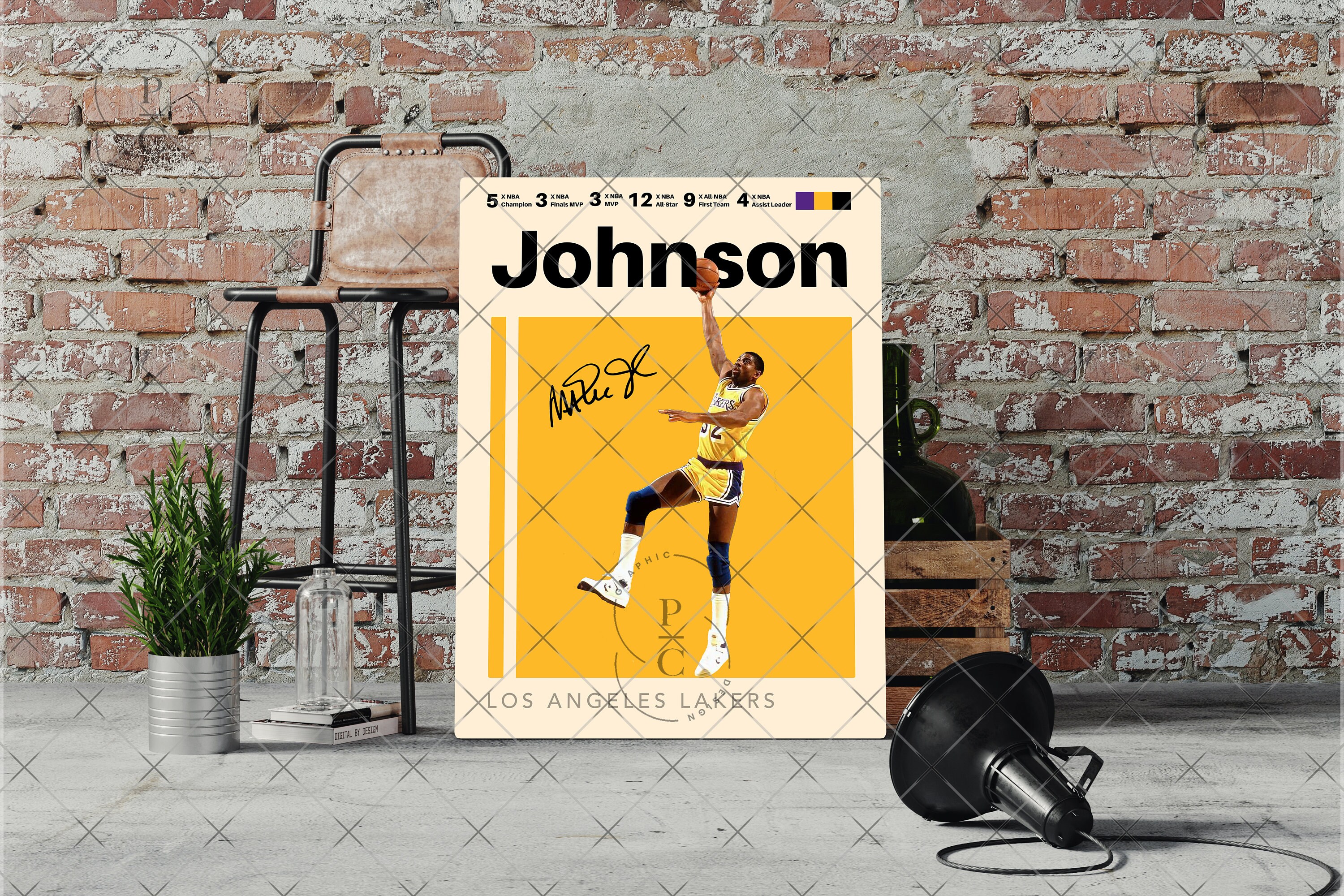 Magic Johnson Poster, Basketball Print, Sports, Wall Décor, NBA Poster ...